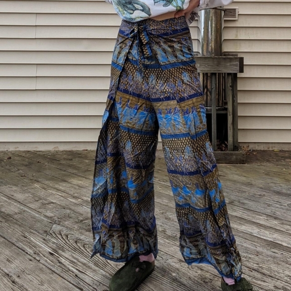 Pants & Jumpsuits | Ancient Egypt Print Wide Leg Wrap Pants | Poshmark